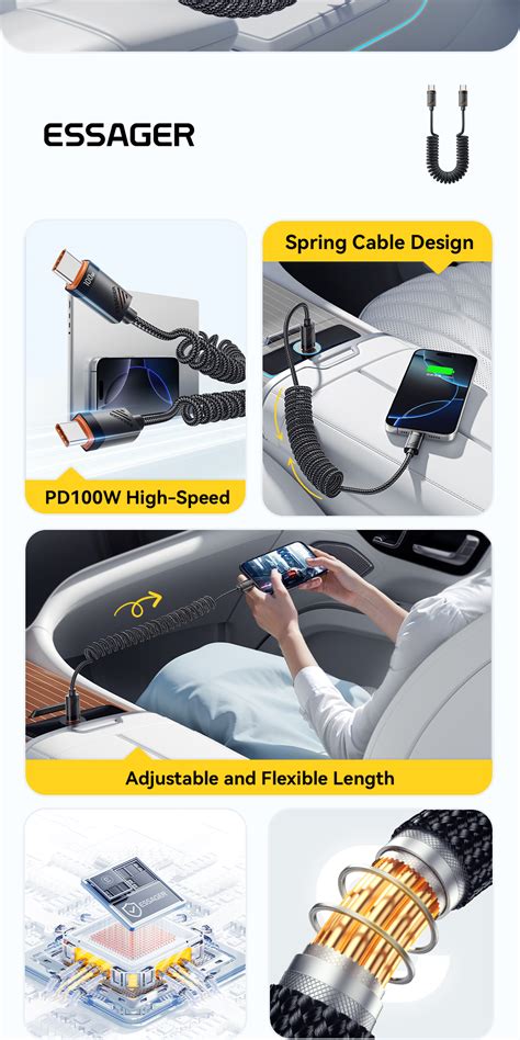 Essager PD W W Type C To Type C Quick Charge Data Transfer Cable For MBook Laptops And IP