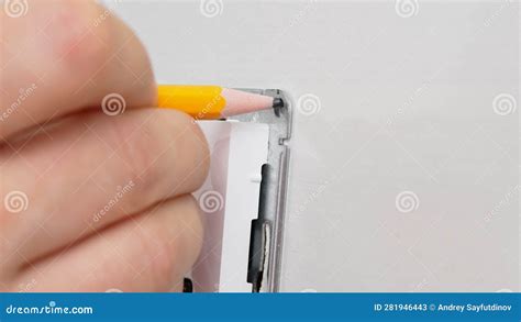 Marking Places With A Pencil Forinstallation Of A Socket Stock Image Image Of Electricity