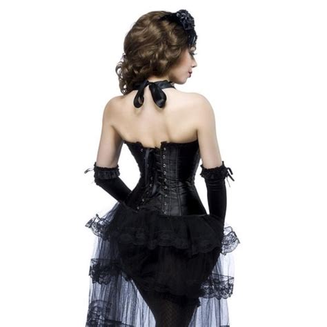 Burlesque Satijnen Corset Zwart Burlesque Online