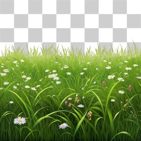 A Realistic Grass Patch With Tall Grasses And Small Flowers In The