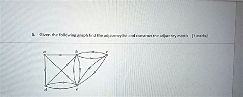 Solve This Math Question Given The Following Graph Find The Adjacency