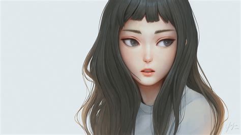 Safebooru 1girl 2016 Artist Name Black Eyes Black Hair Eyebrows Geo