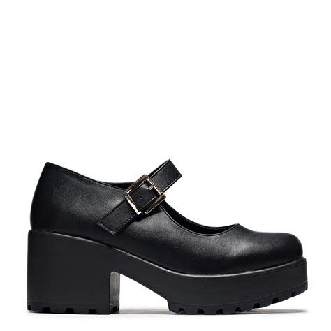 Black Chunky Platform Mary Jane Shoes Koi Footwear