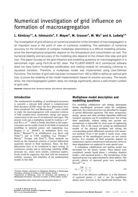 Pdf Numerical Investigation Of Grid Influence On Formation Of