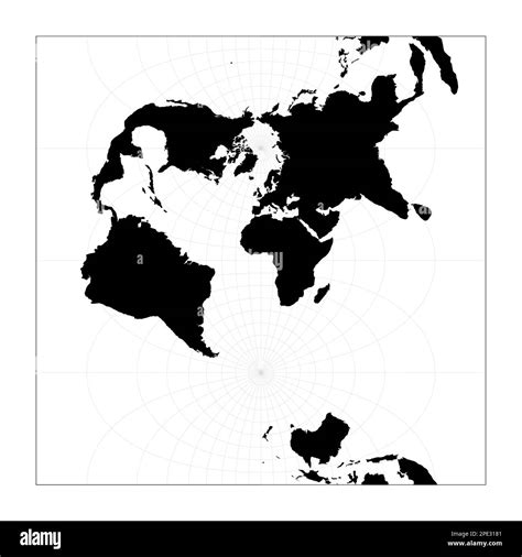 Carte Du Monde Noir Sur Fond Blanc Projection Mercator Sphérique