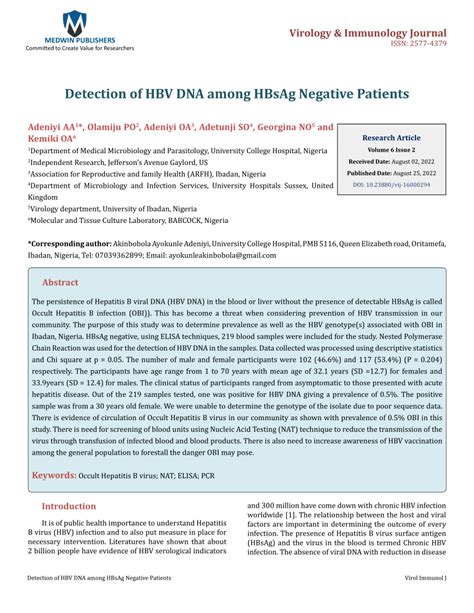 Pdf Virology And Immunology Journal Committed To Create Value For