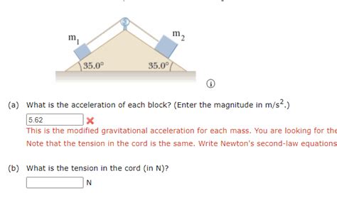 Solved A Cord Passing Over A Pulley Connects Two Masses As