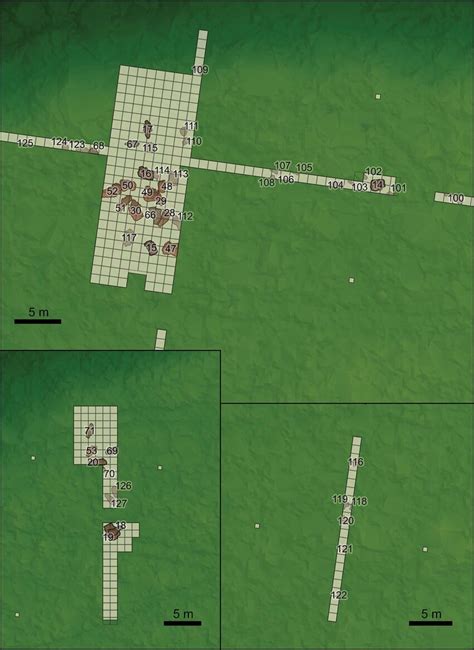 Pit Features From West Bottom Left And Middle Top And Bottom Right