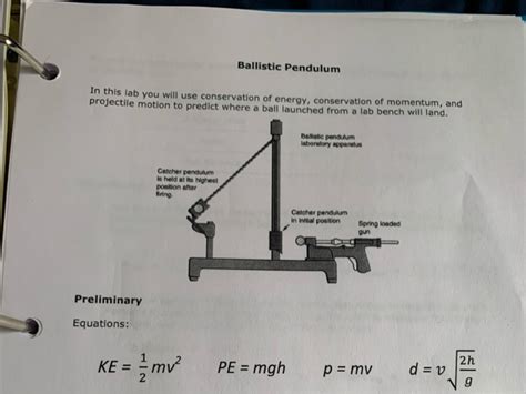 Solved Ballistic Pendulum Lab Work Answer Question 123