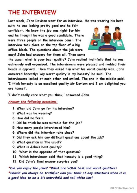 Rc The Interview English Esl Worksheets Pdf And Doc