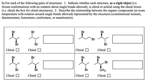 Solved B For Each Of The Following Pairs Of Structures Chegg