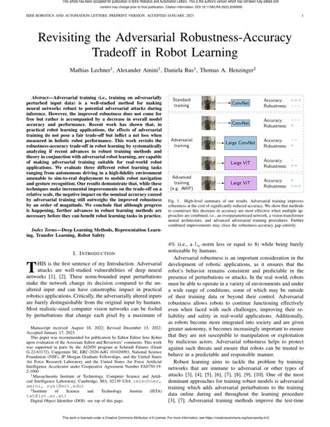 Pdf Revisiting The Adversarial Robustness Accuracy Tradeoff In Robot