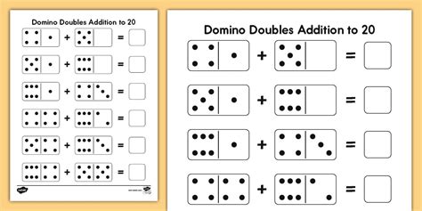 First Grade Domino Doubles Addition To 20 Worksheet Twinkl