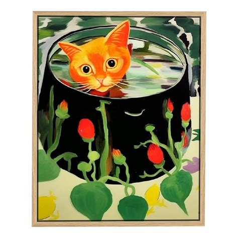 JEUXUS Matisse Wall Art Goldfish With Black Cat Poster Cats In Famous
