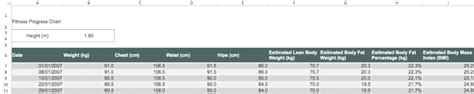 fitness progress tracker excel template