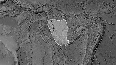 Earthquakes Around The New Hebrides Plate Grayscale Map Stock