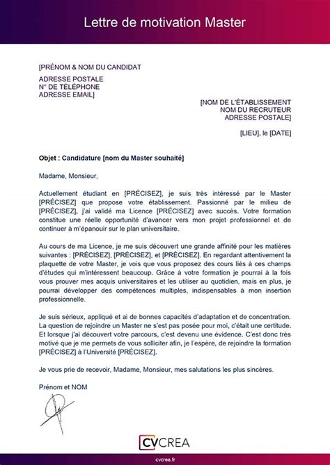Exemple Lettre De Motivation Projet Professionnel