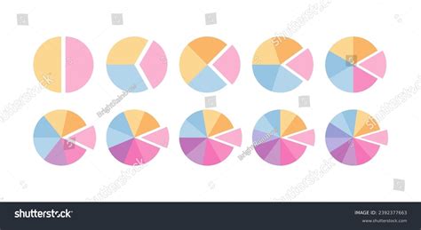 Piechart Segments Slices Section Template Circular Stock Vector