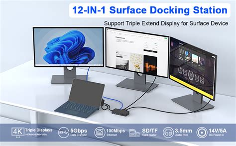 Microsoft Surface Dock 2 Triple Displays Dual Hdmivga 12 In 1 Surface Docking