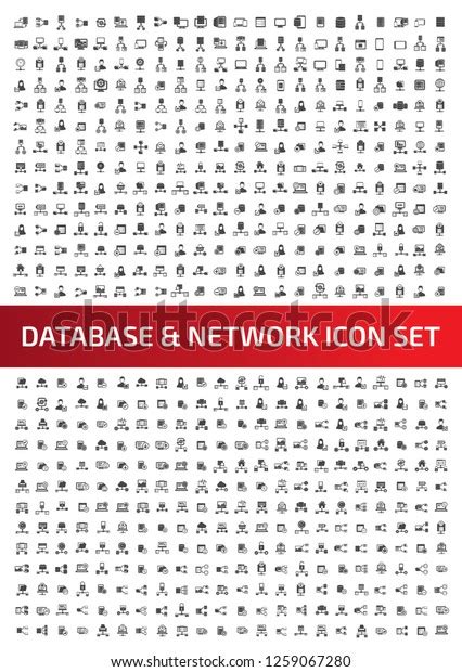 Database Network Vector Icon Set Stock Vector Royalty Free 1259067280