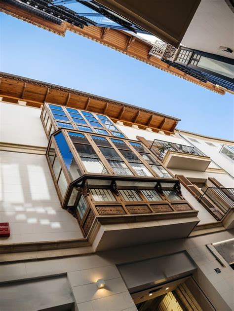 Traditional Balcony Architecture In Palma De Mallorca Editorial