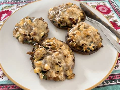 Simply Stuffed Cheesy Portobello Mushrooms Vegetarian