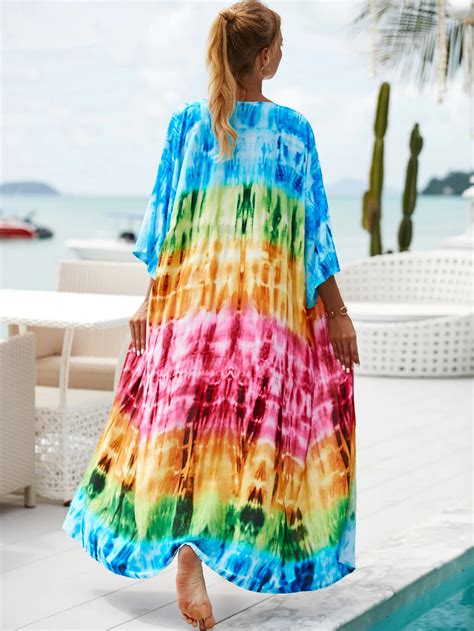 Multi Beautiful Fancy Floral Tie Dye Beach Holiday Wear Rayon Kimono