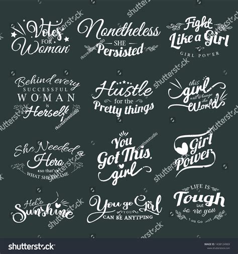 Girl Power Motivational Quotes Inspirational Saying Stock Vector