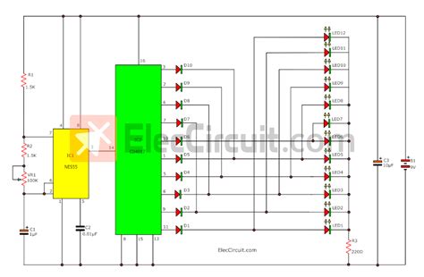 4017 Running Led Circuit Circuit Diagram