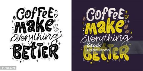 커피에 대한 귀여운 손으로 그린 낙서 편지 엽서 커피 라이프 아트 티셔츠 디자인 머그잔 프린트 T 셔츠에 대한 스톡 벡터 아트 및 기타 이미지 Istock