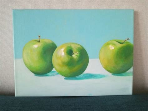 아크릴에 있는 건아 김님의 핀 과일 그림 사과 그림 과일 예술