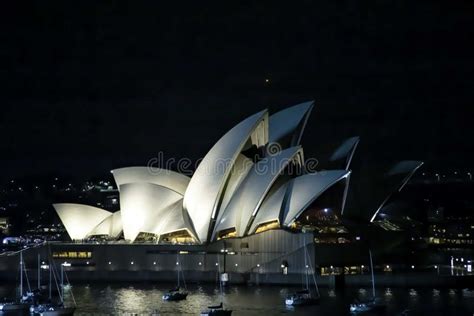 Sydney Opera House Illuminated Editorial Stock Image Image Of Wharf