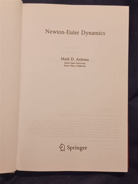 newton euler dynamics by mark d ardema formerly shakespeare and company books now vicarious