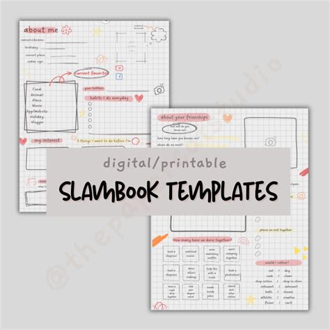 Grid Paper Slam Book Cute Slam Book Templates Printable Slam Book