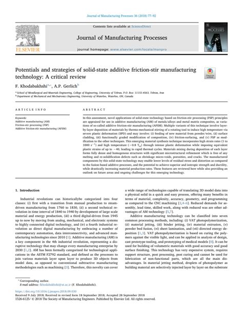 Potentials And Strategies Of Solid State Additive Friction Stir