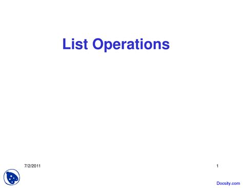List Operations Data Structures Lecture Slides Docsity