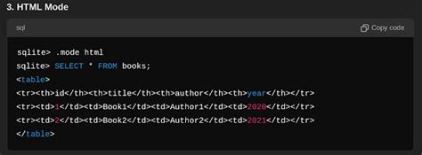 Sqlite How To Format Your Query Results With The `mode` Command