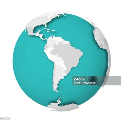3d 地球地球與空白的政治地圖下降陰影上藍色的綠色海洋向量例證向量圖形及更多世界地圖圖片 世界地圖 亞洲 全球性 Istock