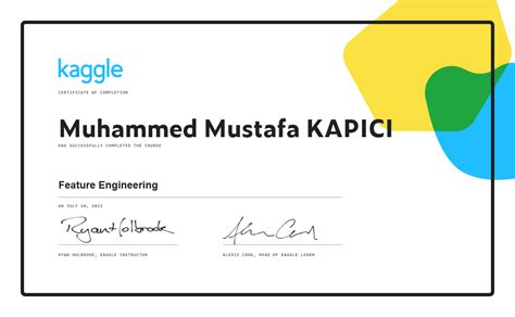 Muhammed Mustafa Kapici Completed The Feature Engineering Course On Kaggle