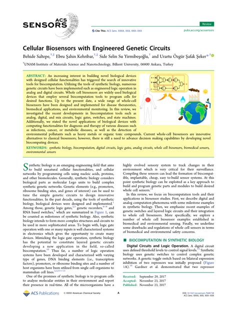 Pdf Cellular Biosensors With Engineered Genetic Circuits