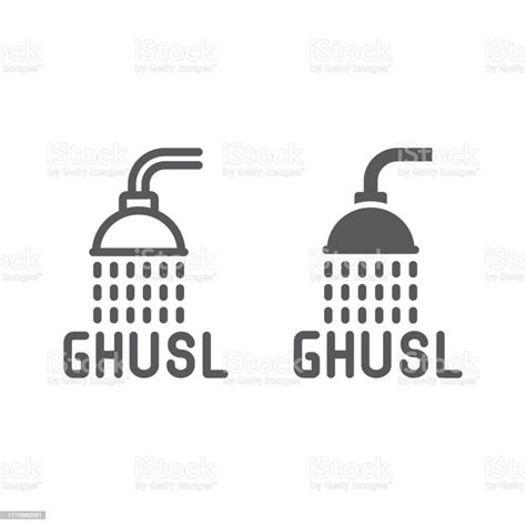 伊斯蘭ghusl線和字形圖示齋月和宗教淋浴標誌向量圖形白色背景上的線性圖案eps 10向量圖形及更多10號圖片 10號 人 人體