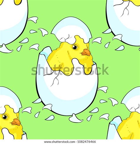 Seamless Pattern Chicken Baby Egg Hatchs Stock Vector Royalty Free