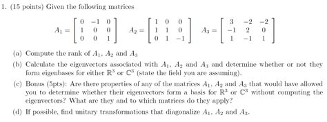 Solved Points Given The Following Matrices Chegg