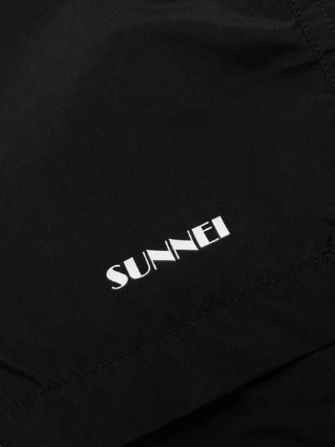 Sunnei Logo Print Swim Shorts Black FARFETCH