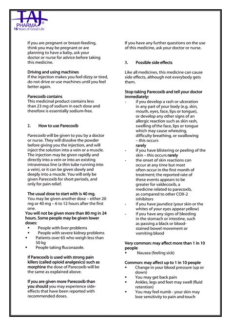 Parecoxib Sodium For Injection Taj Pharma Pil Pdf