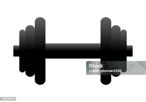Ikon Simbol Bobot Siluet Dumbbell Realistis Gradien Hitam Terisolasi
