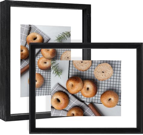 Yotintin 8x10 Floating Frames 2 Pack Wooden Photo Frame Double Sided Glass Picture