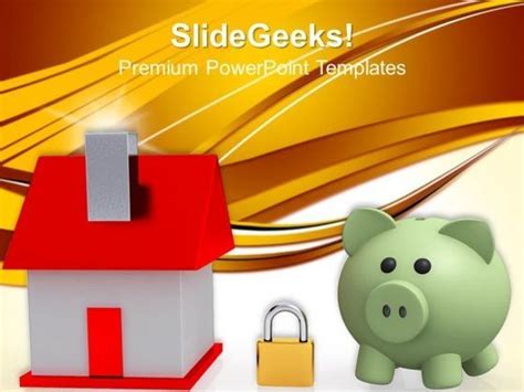 House Locked With Padlock And Bank Security PowerPoint Templates And PowerPoint Themes
