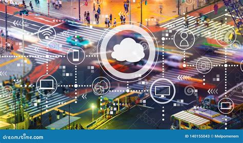 Cloud Computing With City Traffic Intersection Stock Illustration Illustration Of Color