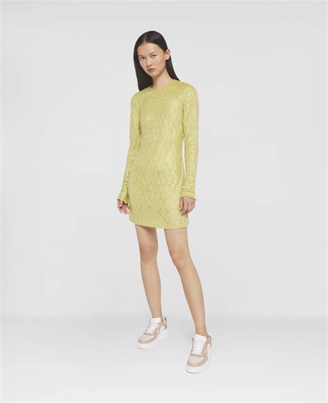 Women 라임 그린 크리스탈 레이스 긴 소매 미니 드레스 Stella Mccartney Kr